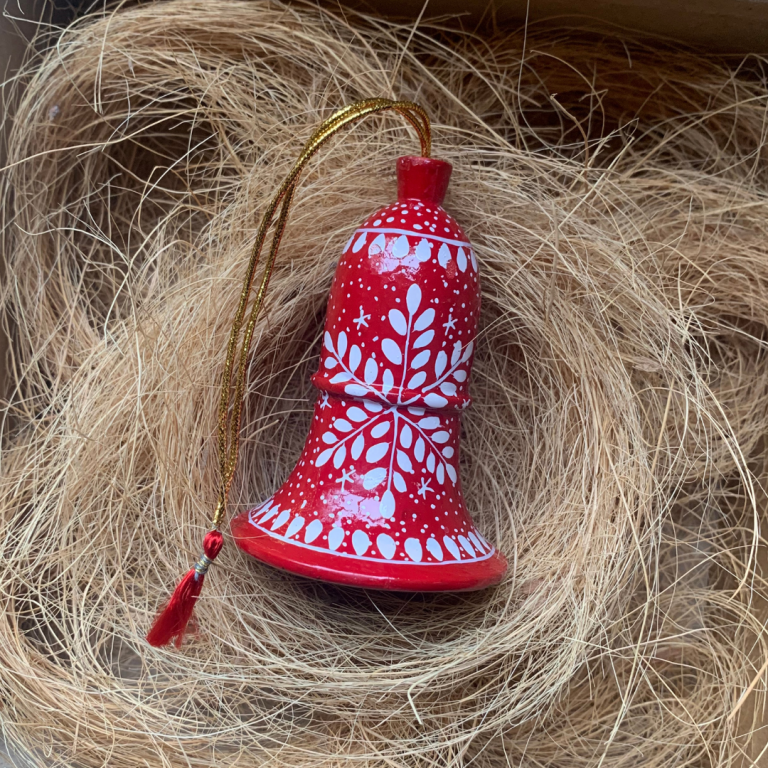 Red Snowflake - Bell | Hand-Painted Hanging Christmas Decoration ...
