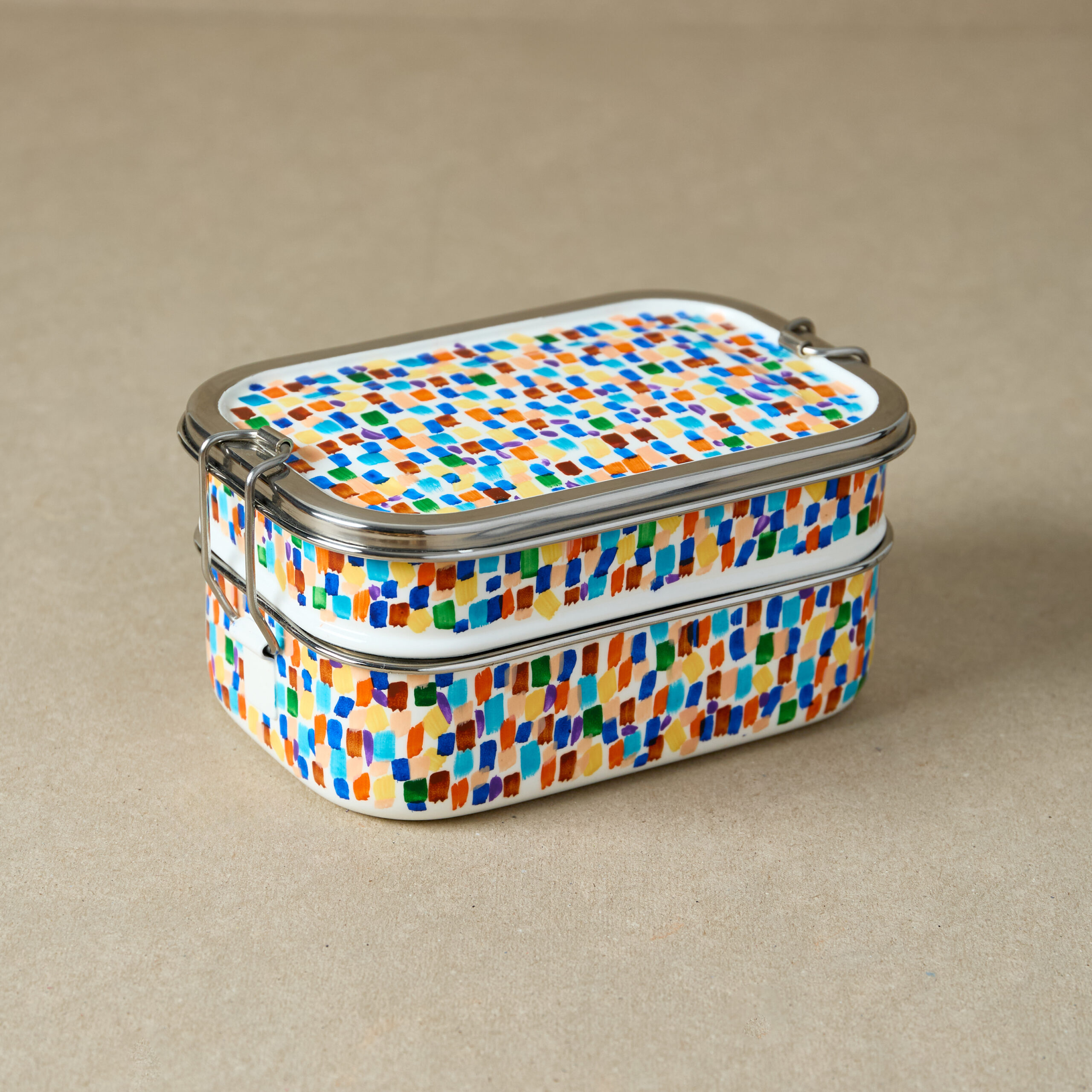 Multi-Coloured Paint Effect | Stainless Steel Hand-Painted Tiffin Style ...